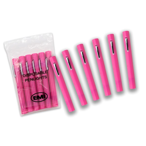 EMI Disposable Pen Lights, 6-Pack, Pink